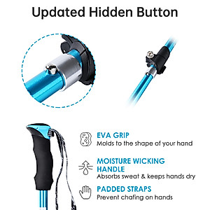 YOVITAL Trekking Poles Collapsible Hiking Poles - Aluminum 7075 Adjustable Hiking Walking Sticks with Quick Locks, Expandable to 53"and Ultralight Poles for Hiking Camping Mountains Walking（Set of 2）