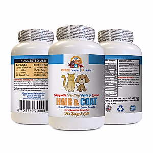 cat Skin Care - Pets Hair and Coat Boost - for Dogs and Cats - Supports Healthy Skin Hair Nails - Vitamin c for Cats - 1 Bottle (60 Tablets)