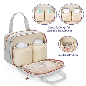 Damero Wearable Breast Pump Bag Compatible with Elvie Pumps and Pump Parts Bag with Waterproof Mat Bundle