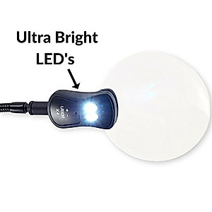 QuadHands LED 3x Magnifier w/ Light | Helping Hands Soldering Third Hand | Flexible Gooseneck Arm | Attach Magnetic Arm To Metal Stand or Surfaces | Scratch-Resistant Lens | Batteries Incl. | USA Made