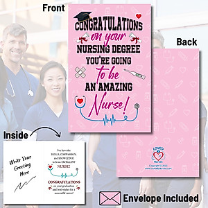 Nursing Degree Graduation Congratulations Greeting Card – Honor The Grad In Your Life With A Heartfelt Message - Pink