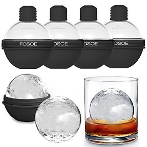 Silicone Ice Ball Molds for Whiskey - Set of 4 Round Makers with Lids for Cocktails, Bourbon, and Drinks