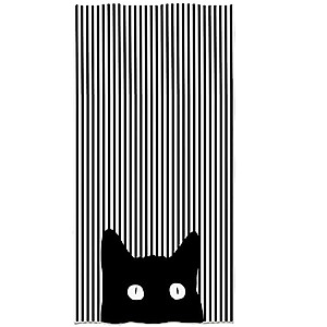 SLHETS Cute Black Cat Hand Towels 13.6 X 29' Black and White Striped Bath Towels Soft Absorbent Kitchen Dish Towels for Household Daily Use | Home Decoration | Carry-On Hotel Gym Spa