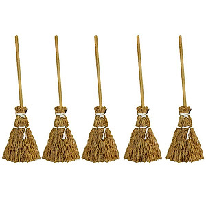 Toyvian Witch Broom Witch Broom 5Pcs Artificial Mini Broom Miniature Broom Props Mini Straw Broom Fairy Hopuse Micro Landscape Decoration Witch Broomstick Cinnamon Broom