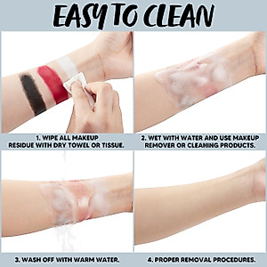 Spooktacular Creations 8 PCS Halloween Makeup Kit 3 Face Body Paint Oil Based Foundation Set with 3 Painting Brushes, 2 Sponges for Halloween Clown SFX Zombie Skeleton Cosplay( White Black Red )