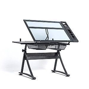 VejiA Painting Table American Children Adult Liftable Glass Drawing Table Art Work Table Drafting Tables for Art