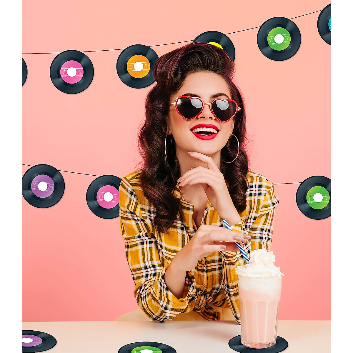 Carson Dellosa Colorful 45 Piece Vinyl Records Bulletin Board Cutouts, Colorful Vinyl Records Bulletin Board Decorations, Paper Records Music Classroom Décor