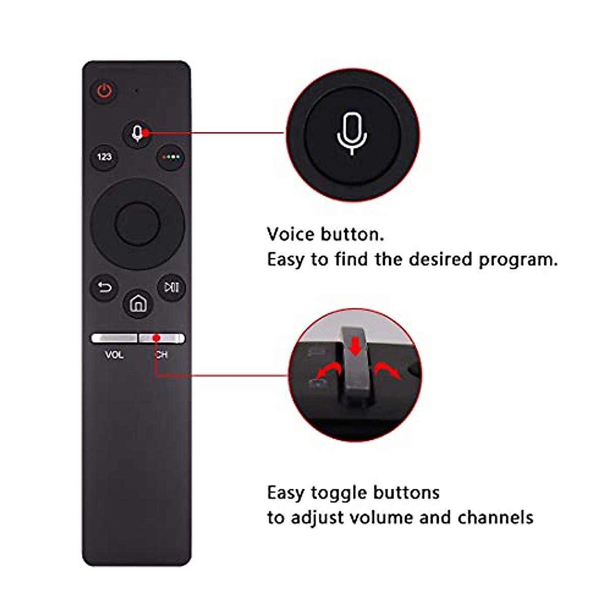 BN59-01292A BN59-01241A RMCSPM1AP1 BN59-01266A Replaced Voice Remote fit for Samsung Smart TV QN65Q7FD UN40MU7000FXZA UN43MU630D UN50MU6300FXZA UN55MU650D UN55MU700D UN55MU800D UN65MU850D UN75MU630D