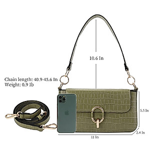 MAXWISE Women Shoulder Bag Handbag Crossbody Crocodile Pattern Designer shoulder Bags Chic Retro Purse PU Leather Handbag for Women (KHAKI)