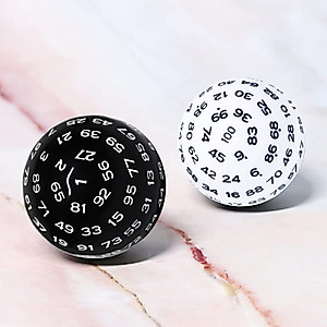 2Pcs DND D100 Dice Black and White 100 Sided Polyhedral Game Dice Set