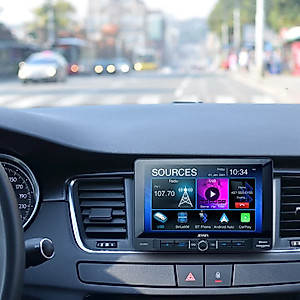 Jensen J1CA9W 9-inch Certified Apple CarPlay Android Auto Wired or Wireless | Single DIN Touchscreen Car Stereo Receiver | Bluetooth | Backup Camera Input | USB Playback & Charge | Sirius XM Ready