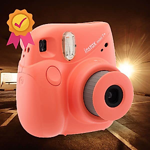 Fujifilm Instax Mini 7+ Instant Camera Bundle-Deluxe Kit, Fuji Instax Mini Film (20 Sheets), NeeGo Photo Album (Coral)