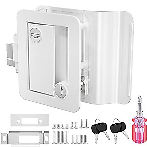 RISTOW Upgraded RV Door Locks for Travel Trailers with Paddle Deadbolt, Camper Door Latch Lock Replacement Kit for Trailer Door Camper Horse Trailer Cargo Hauler White