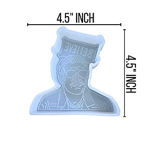 Lasso Car Freshie Silicone Mold Believe Ted | 4.5 x 4.5” | Coach Soccer Football Character Aviators Sign Biscuits for Scented Aroma Beads Heat Resistant to 450 F Oven Safe