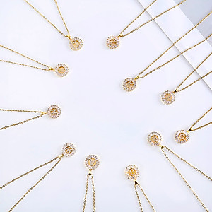 LLIYSOUN Initial Necklaces for Women Initial Jewelry for Women 14K Gold Plated Letter Layered Personalized Round Zirconia Letters Jewelry for Women Valentines Day Gifts Gold K