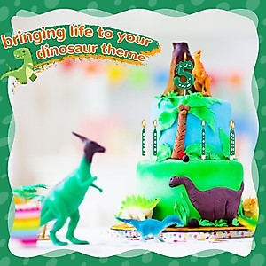 MTLEE Dinosaur Green Birthday Candles and 12 Pcs Green White Dinner Candles 2.36 x 1.8 Inch Numeral Dinosaur Candle 3.1 Inch Long Tall Candle for Birthday Dinosaur Theme Party Decorations (Number 5)