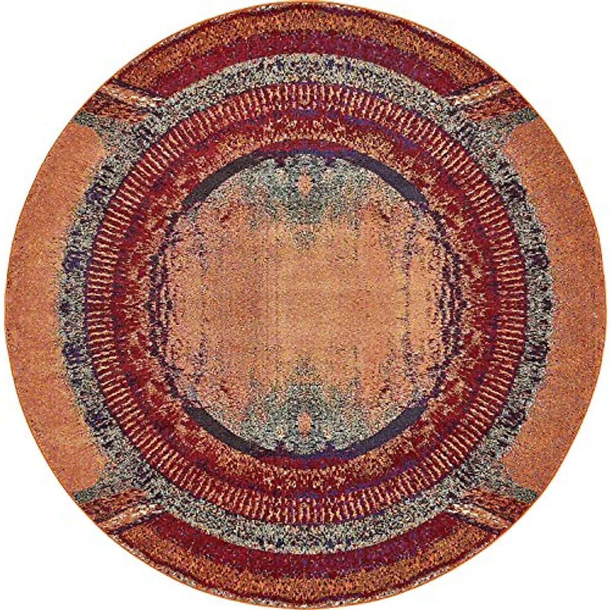 Unique Loom Estrella Collection Rustic, Distressed, Modern, Abstract Area Rug, 8 ft, Orange/Black