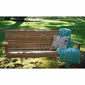 5 Five Feet Ft Made in The USA Cypress Lumber Roll Back Porch Swing with Stainless Steel Hardware Made from Rot-Resistant Cypress Eternal Wood