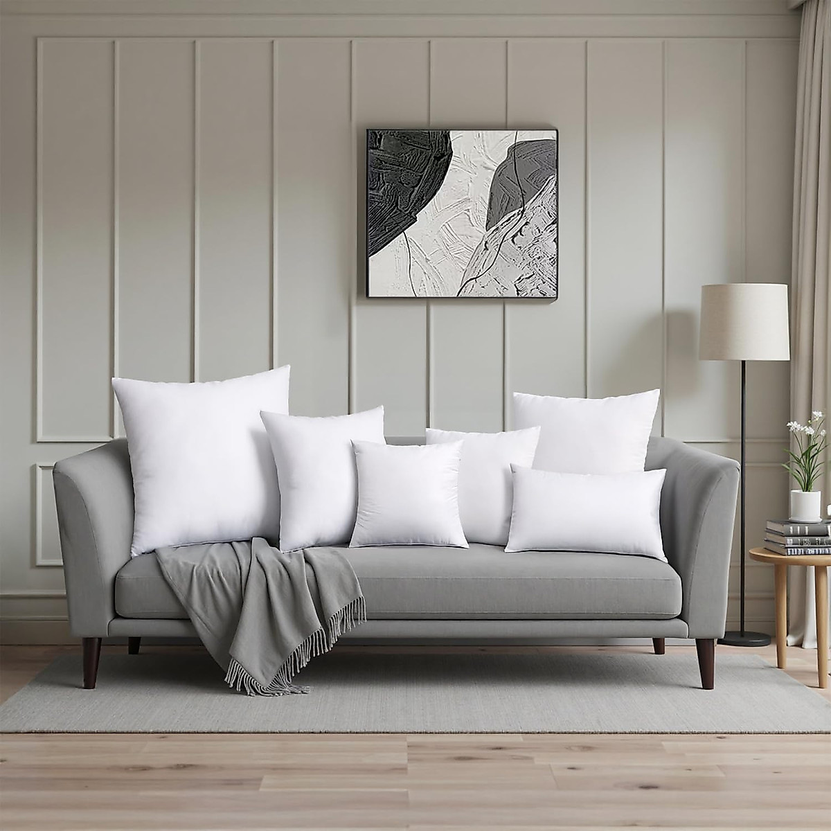 MIULEE Throw Pillow Insert Hypoallergenic Premium Pillow Stuffer Sham Rectangle for Decorative Cushion Bed Couch Sofa 12x20 Inch