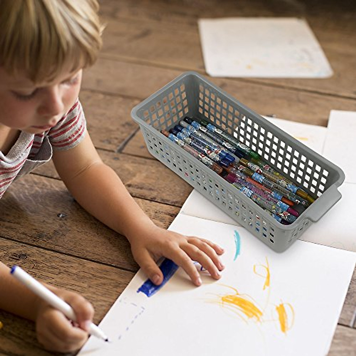 Doryh Slim Grey Basket Trays - 6-Pack Organizer