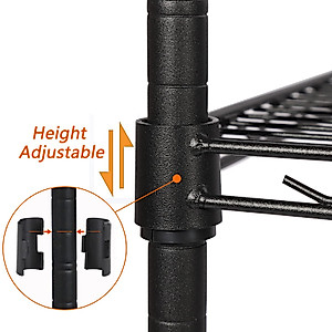 4-Shelf Adjustable Heavy Duty Storage Shelving Unit on 4 Wheel Casters, Metal Organizer Wire Rack for Laundry Bathroom Kitchen Pantry Closet, Black