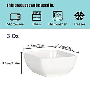 Kopmath Dip Sauce Bowls Set, 3 Oz Ultra-Strong Soy Sauce Dish, Square and Stable, Ceramic Small Bowls for Ketchup Condiment Side Dish Snack, Dishwasher Safe, Set of 6