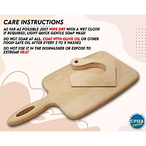 Wooden Kids Chopper Set Cutting Board and Safe Wooden Kids Knife Natural Thick Montessori Knife for Kids Toddlers Kitchen Tools Vegetable and Fruit Cutter Cooking 2Pcs