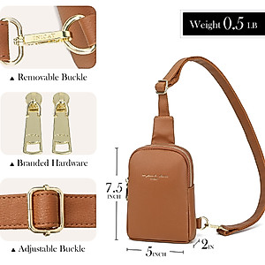INICAT Small Crossbody Sling Bags for Women Vegan Leather Cell Phone Purse Fanny Packs for Women Men(Dark Brown)