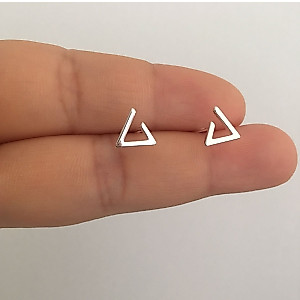Minimalism Hollow Triangle Earrings Sterling Silver Stud Earrings Everyday Wear
