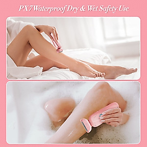 Electric Razor for Women - Womens Shaver Bikini Trimmer for Legs Bikini Underarm Public Hairs Rechargeable Wet and Dry Cordless with LED Light(Pink)
