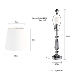 Lavish Home Crystal Candlestick Lamps, Faceted Shiny Matching Table Lamps for Living Room, Bedroom, Study Room - Stylish, Elegant, Modern Accent Lights for Any Home Decor - Set of 2 (Bulbs Included)