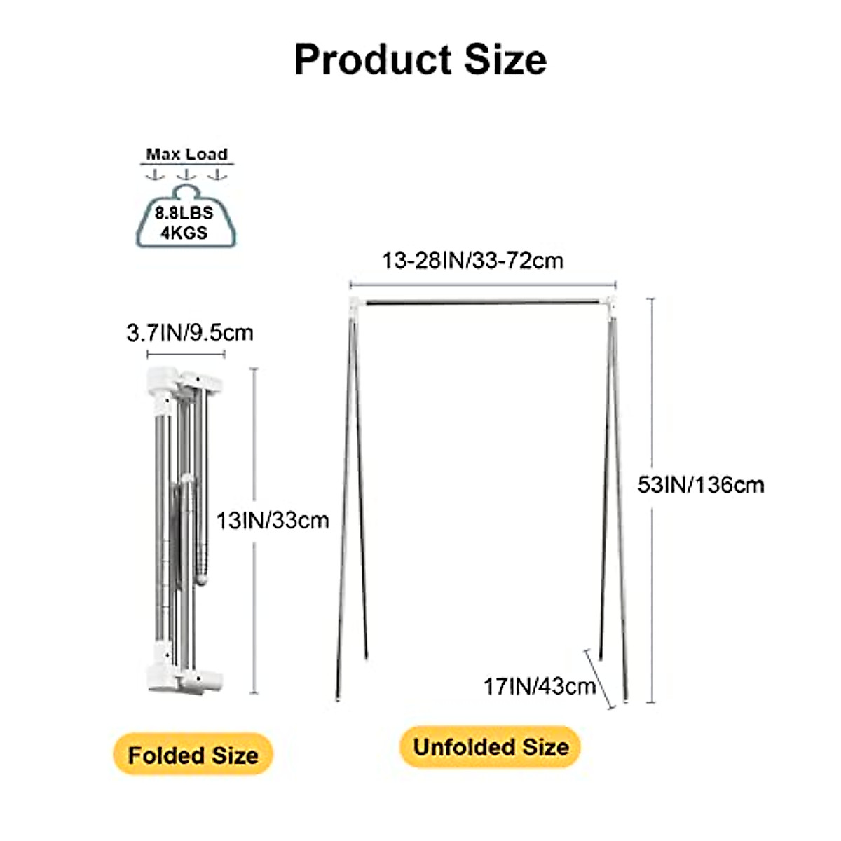 NaavBliz Portable Garment Rack, Collapsible Folding Clothing Rack, for Dance, Travel, Camping, RV, Small Clothes Rack, Space-Saving Design, Versatile Use, with 3 Foldable Clothes Hangers