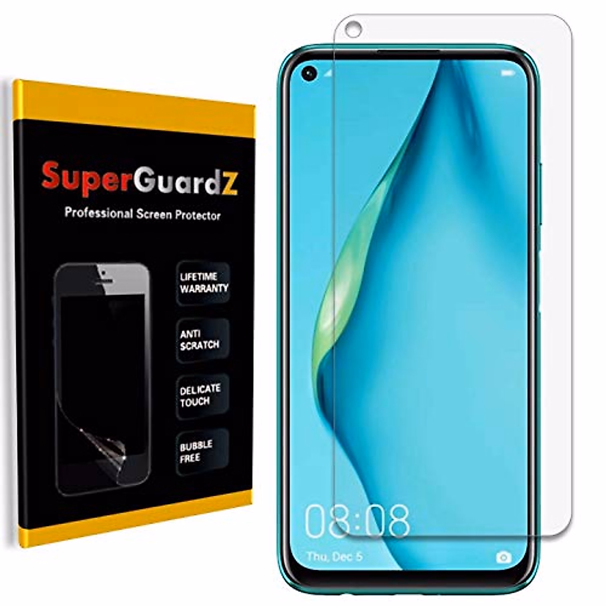 [8-Pack] for Huawei P40 Lite Screen Protector, SuperGuardZ, Ultra Clear, Anti-Scratch, Anti-Bubble [Lifetime Replacement]