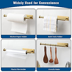 theaoo 2 Packs Paper Towel Holder - Under Cabinet Paper Towel Holder for Kitchen, Adhesive Paper Towel Roll Rack for Bathroom Towel, Wall Mounted Matte Black Paper Towel Rack, SUS304 Stainless Steel…