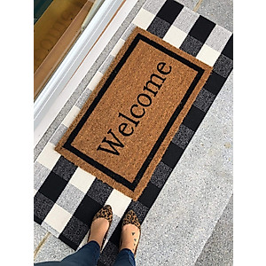 UKELER Buffalo Plaid Rugs- Machine Washable Black and White Checkered Plaid Rug Hand-Woven Buffalo Checkered Kitchen Runner Rugs 51.2''x23.6''