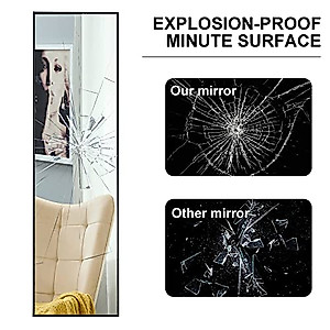 NebulaDeco Full Body Mirror with Stand,Black Metal Frame Wall Mounted Full Body MirrorGold Floor Standing Large Mirror48*13.8",Body Mirrors for Bedroom,Living Roomfull Length Mirror