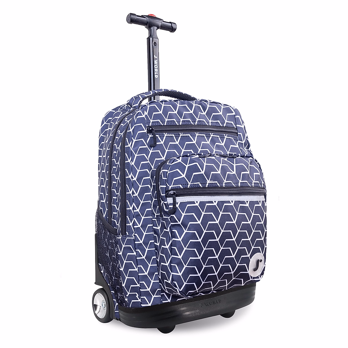 J World New York Sundance Rolling Backpack Girl Boy Roller Bookbag, Black and White, 20 X 13 X 9 (H X W X D)