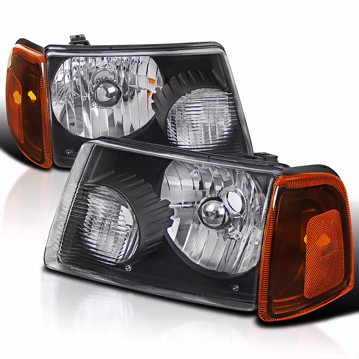 Spec-D Tuning 2LCLH-RAN01JM-RS Ford Ranger Euro Diamond Black Headlights w/Amber Corner Lamps