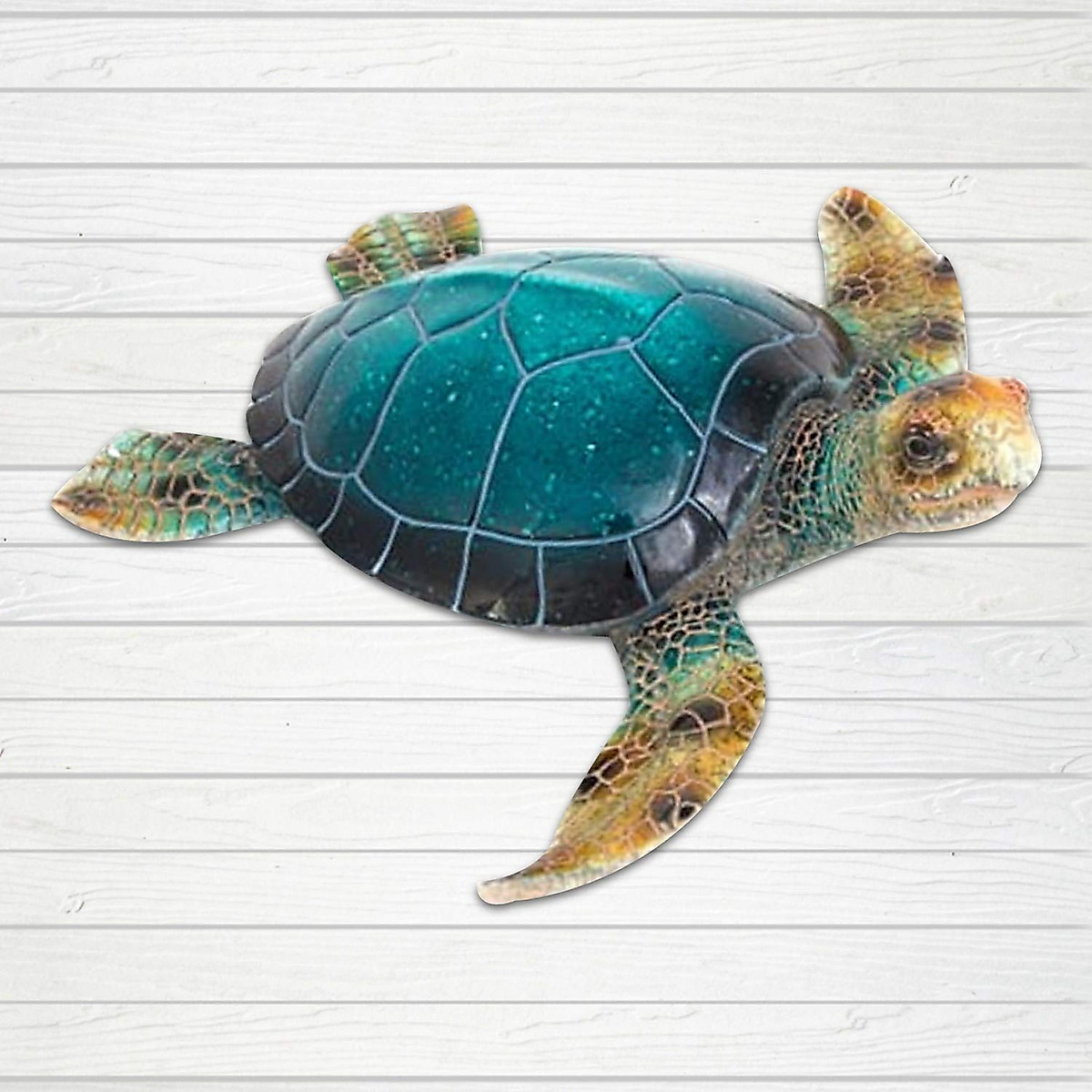 Corner Merchant Sea Turtle Statue Garden Decor, Tabletop Wall Hanging Sea Turtle Sculpture Measures 16 in x 15 in