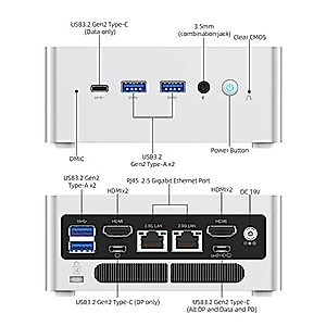 MINISFORUM Venus Series NAB6 Mini PC, 12th Gen Core i7-12650H Small Compter, 32G DDR4+512G PCIe4.0 SSD, 2X HDMI+2X USB-C 4K@60Hz Output, 2X 2.5G RJ45 Port, 4X USB3.2 Small Form Factor