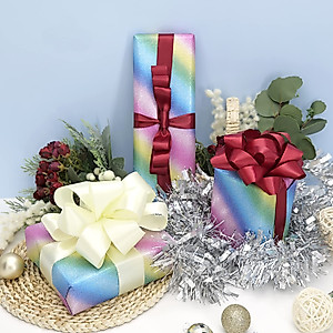 Blavermant Wrapping Paper Rainbow Glitter Mini Roll - 17" x 33 ft - Gift Wrapping Paper Roll Perfect for Wedding, Birthday, Christmas, Baby Shower