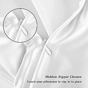Silk Pillowcase for Hair and Skin,Mulberry Silk Pillow Cases Standard Size,Anti Acne,Cooling,Beauty Sleep,Both Sides Natural Silk Satin Pillow Covers with Hidden Zipper,Gifts for Women Men,White
