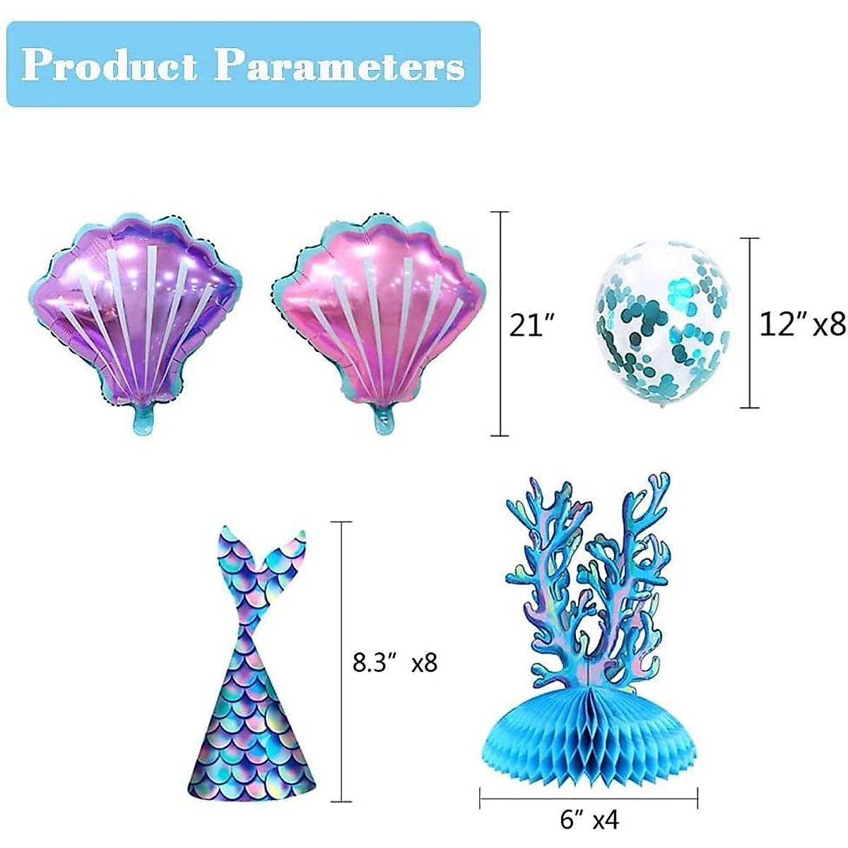 Mermaid Birthday Decorations, Mermaid Party Decorations, Mermaid Party Supplies, Mermaid Balloon Banners Hat Ornaments etc.