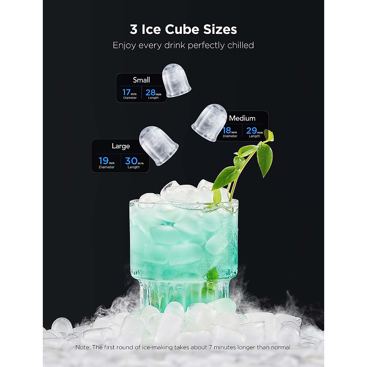GoveeLife Smart Ice Maker Countertop, Portable Ice Machine with Voice Control, 9 Ice Cubes in 6 Minutes 3 Sizes, 26lbs/24Hrs, Self Cleaning RGB Lights, Quiet Ice Maker with Scoop for Kitchen Silver