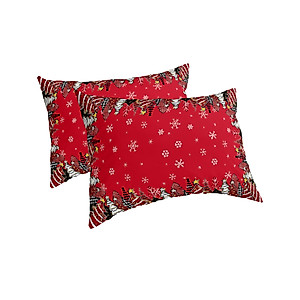 Red Christmas Tree Pillowcases Queen Size,2 Packs Soft Bed Throw Pillow Covers Decorative Sofa Couch Long Body Lumbar Bolster Cushion Case Envelope Closure,Snowflake Star Lattice Polka Dots 20" x30