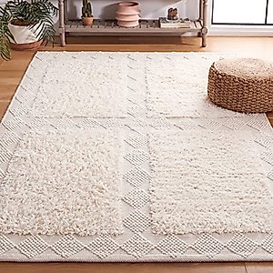 Safavieh Natura Collection 6' x 9' Ivory NAT722A Handmade Rustic Textured Wool Area Rug