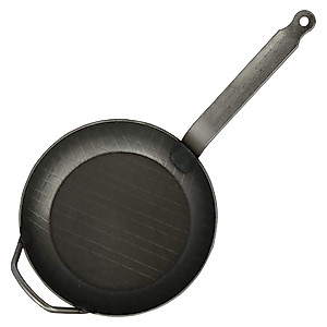turk Iron Frying Pan (for Roasting) (11.0 inches (28 cm) Deep with Support Grip, Black