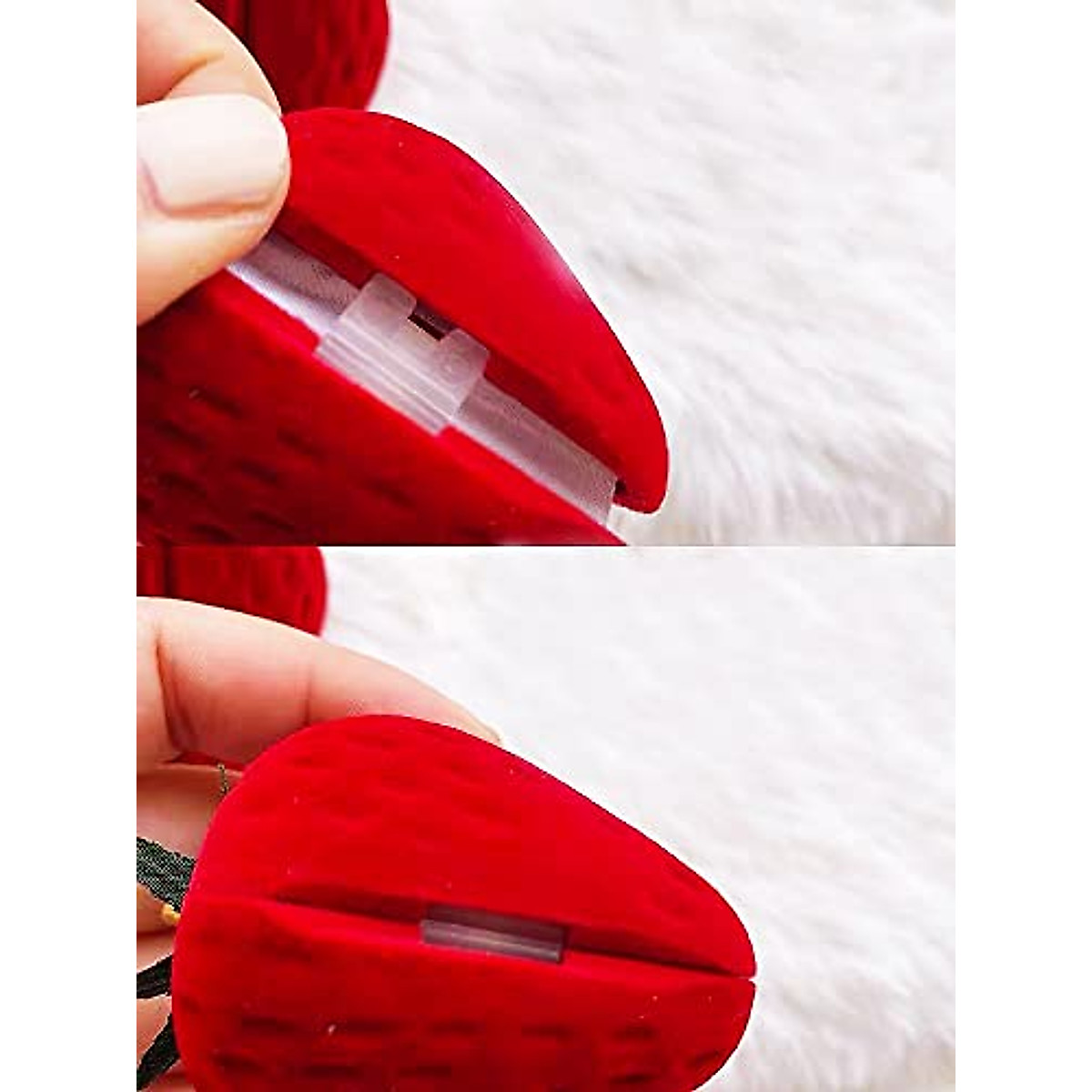 Strawberry Ring Box Strawberry Shaped Velvet Ring Jewelry Storage Box Gift Box,Ring Earrings Jewelry Counter Display Props