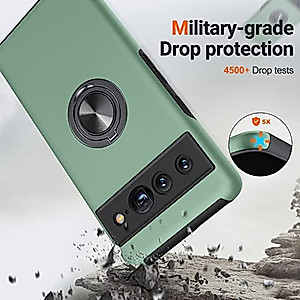 KOVASIA Designed for Google Pixel 7 Pro,Case with 360° Ring Stand, Multi-Layer Protective Case, Shockproof Cover for Google Pixel 7 Pro Case,Dark Green