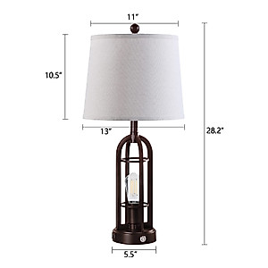 SRJJA 28.2" Table Lamps for Living Room Set of 2, Farmhouse Lamps for Bedroom, 3-Way Dimmable with Dual USB Ports, Touch Bedside Lamps for Nightstand, Bulbs Included